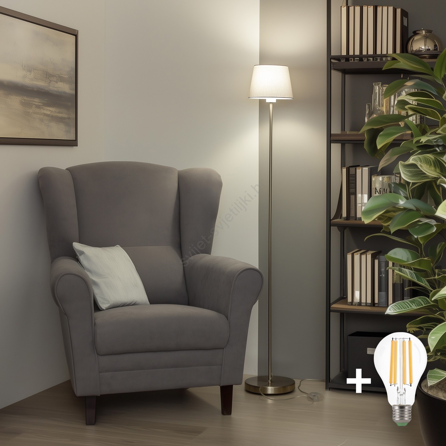 Brilagi - LED podna lampa CERIA 1xE27/40W/230V Ø 20,5 cm siva/matni ...