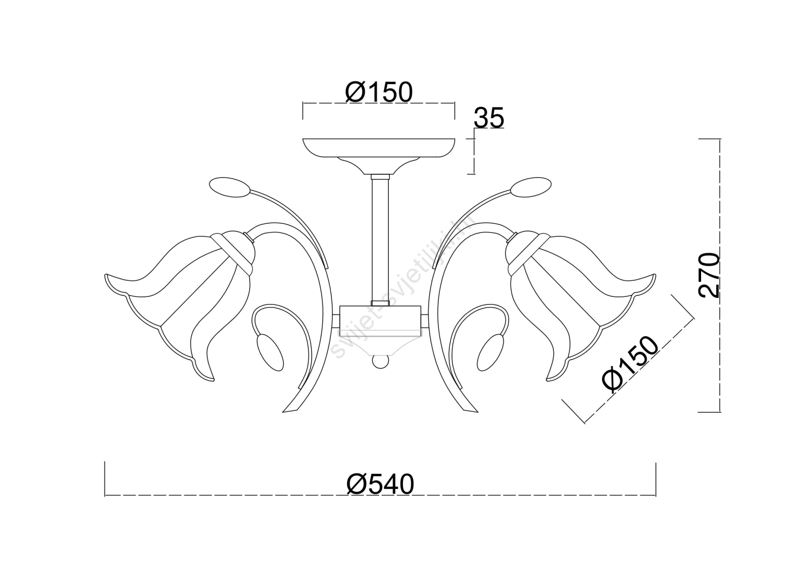 Brilagi - Nadgradni luster FLORA 3xE14/60W/230V brončana | Svijet ...