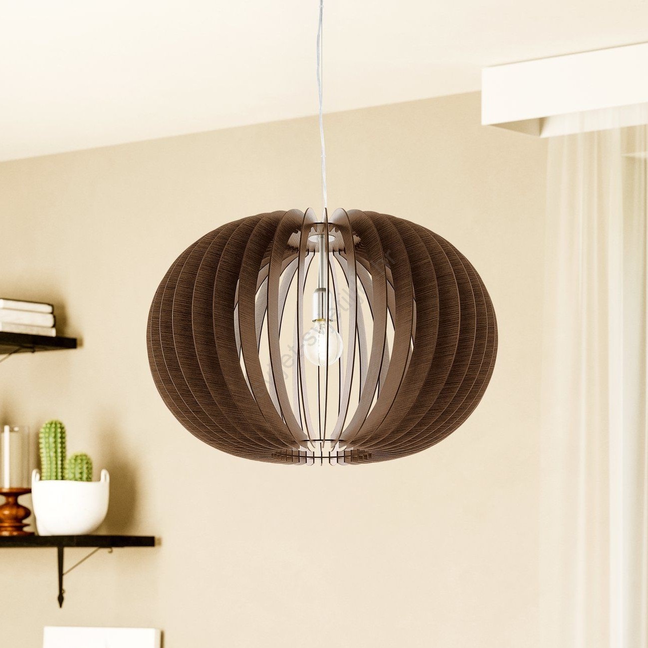 Eglo 95026 - Luster na sajli STELLATO 1xE27/60W/230V Ø 70 cm smeđa ...