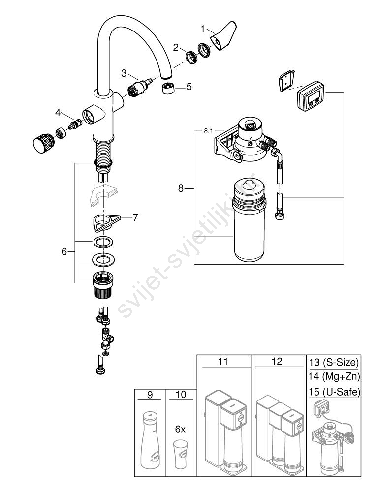 GROHE 30593000 - Kuhinjska miješalica BLUE PURE C, C-izljev, sjajni krom | Svijet svjetiljki
