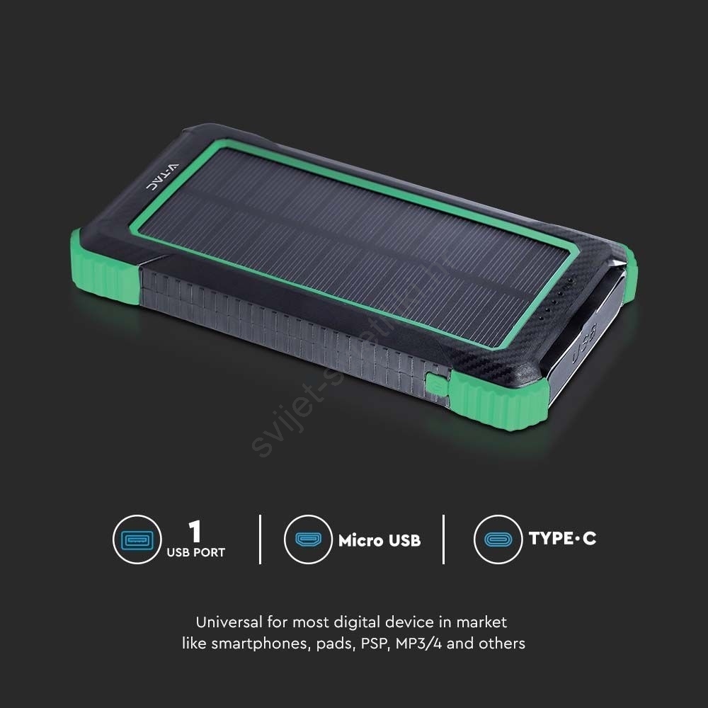 Solarni Power Bank Power Delivery 10000mAh/10W/5V crna | Svijet svjetiljki